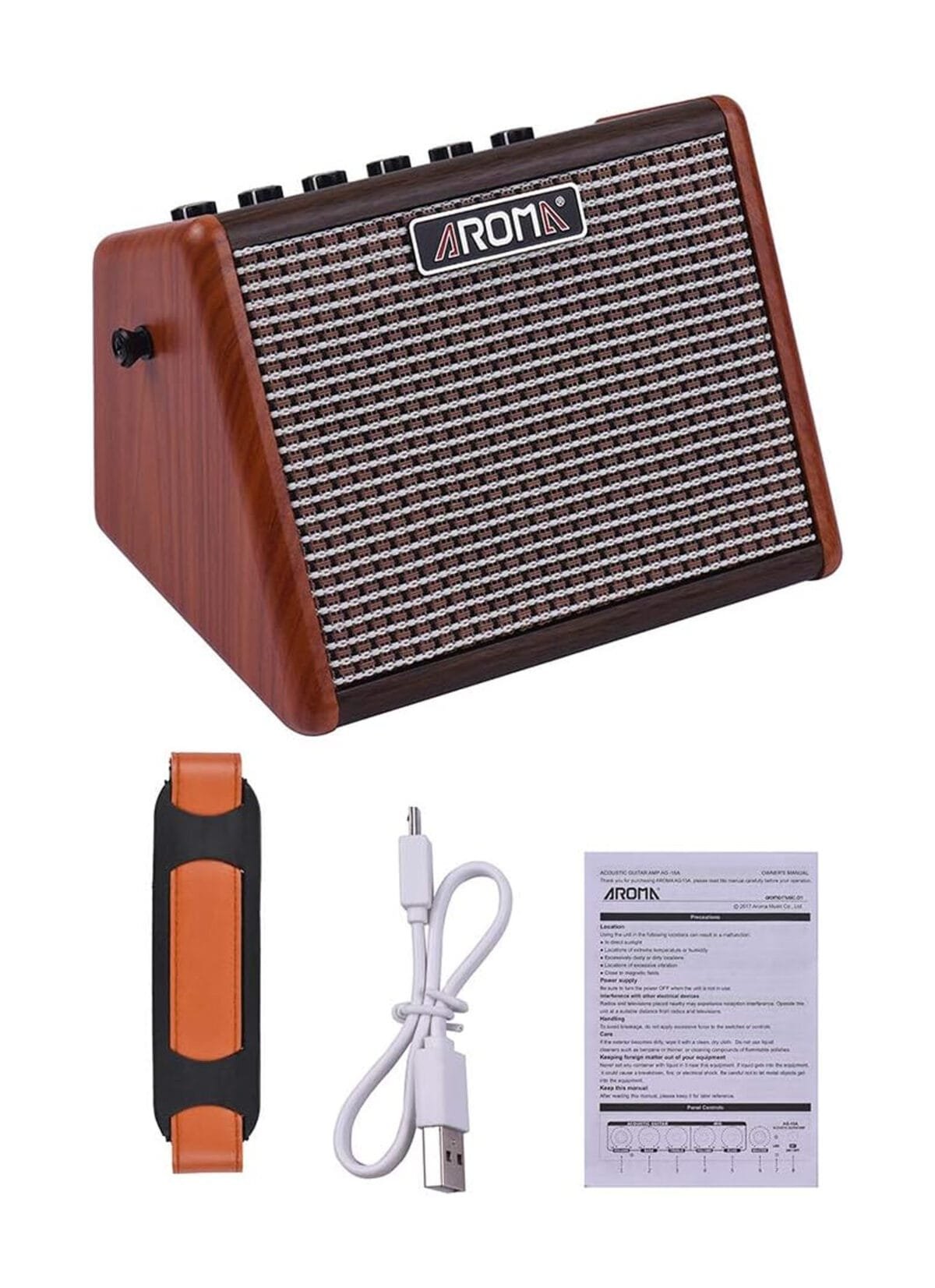 Aroma AG-15A Acoustic Guitar Amplifier - Best 15W Bluetooth
